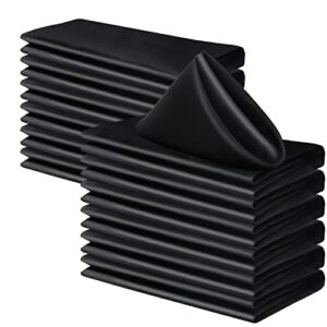 25 pack cloth napkins 17 x 17 inch square satin cloth napkins, soft table napkins bright silk dinner napkin cloth (black)