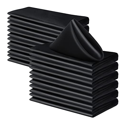 25 Pack Cloth Napkins 17 X 17 Inch Square Satin Cloth Napkins, Soft Table Napkins Bright Silk Dinner Napkin Cloth (Black)