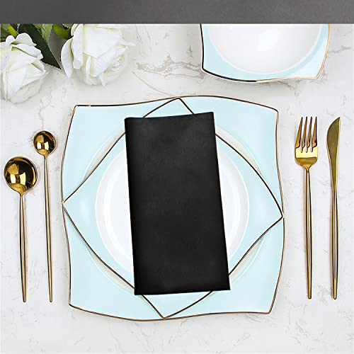 25 Pack Cloth Napkins 17 X 17 Inch Square Satin Cloth Napkins, Soft Table Napkins Bright Silk Dinner Napkin Cloth (Black)