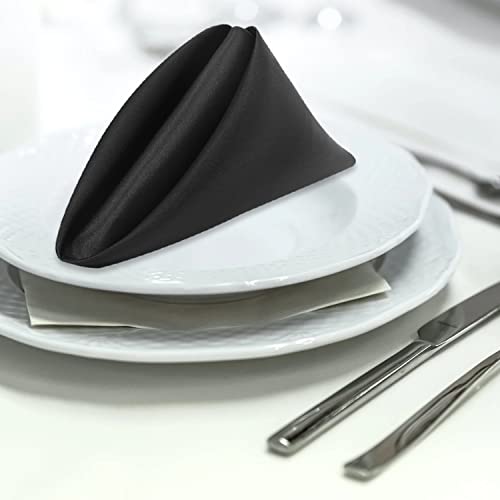 25 Pack Cloth Napkins 17 X 17 Inch Square Satin Cloth Napkins, Soft Table Napkins Bright Silk Dinner Napkin Cloth (Black)