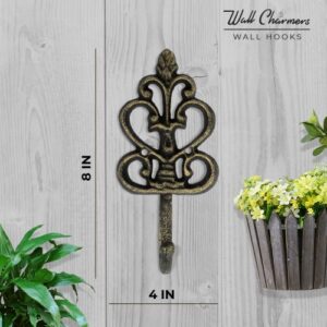 Wallcharmers Decorative Hooks (Set of 3 Decorative Wall Hooks - Aged Gold)