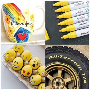 Lesun Yellow Paint Pens Paint Markers, 12 Pack Waterproof Oil-Based Paint Pen Set Quick Dry and Permanent, Markers for Rock Painting, Stone, Ceramic, Wood, Fabric, Plastic, Canvas, Glass, Mugs, Tires