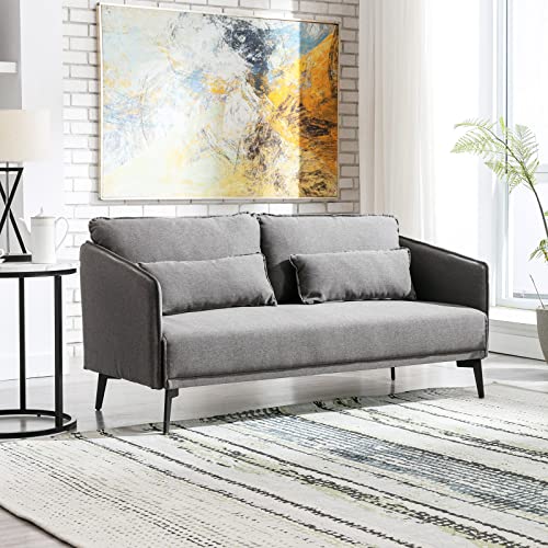 COSVALVE Modern Loveseat 58 inch Upholstered Couches, for Small Spaces 2-seat Sofa Fabric LoveSeat Grey Furniture for Living Room Bedroom Office Small Apartment