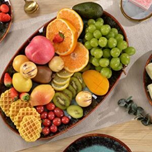 gufaith Melamine Serving Platter 2pcs,Serving Food Platter for Entertaining,Dinnerware Sets,Serving Tray,Melamine Plates,Party, Meat, Dessert, Unbreakable, Dishwasher Safe, BPA Free (Oval Platter)