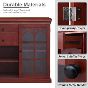 Erinnyees Storage Console Cabinet, Modern Kitchen Storage Sideboard with 2 Drawers and 2 Cabinets, Buffet Server Cabinet for Living Room, Entryway, Hallway, Brown…