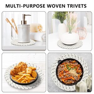 Trivets for Hot Dishes, Trivets for Hot Pots and Pans, 7 Inchs Hot Pads 5 Pcs and Storage Basket 1 Pack for Countertops, Pot Holders for Kitchen, Cotton Table Protector Hot Mats Heat Resistant (Mix)