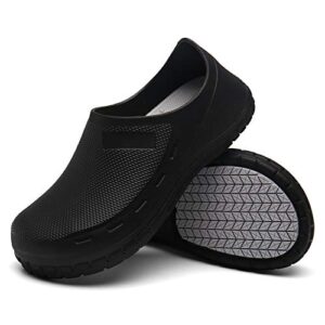 haifago men non slip chef shoes, waterproof oil resistant kitchen work clogs, food service shoes for restaurant black