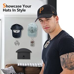 OYANI-DECORATION Adhesive Hat Rack wall-for baseball-cap Super Sticky Hat Hanger Black Hat Hooks 10-Pack, Multi-Purpose Hat Holder