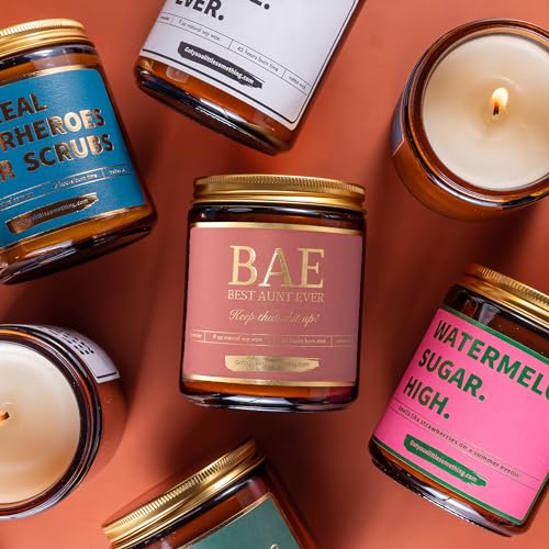 BAE Best Aunt Ever - 9oz Soy Candle Gift ; The Cool Aunt Candle Thank You Present for Aunt, Best Aunt Mothers Day Gifts for Aunt from Nephew, Best Auntie Gifts from Niece for Birthday, Christmas