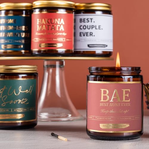 BAE Best Aunt Ever - 9oz Soy Candle Gift ; The Cool Aunt Candle Thank You Present for Aunt, Best Aunt Mothers Day Gifts for Aunt from Nephew, Best Auntie Gifts from Niece for Birthday, Christmas