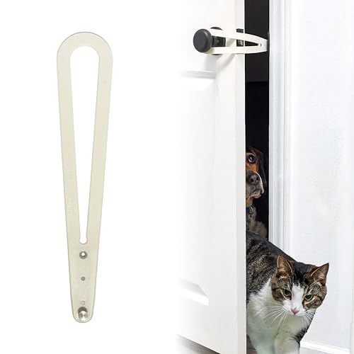 FlexLatch Cat Door Holder Latch - Bright White Cat Door Alternative Installs Fast Flex Latch Strap Let's Cats in and Keeps Dogs Out of Litter & Food. Safe Baby Proof One Piece No Measuring Extra Easy