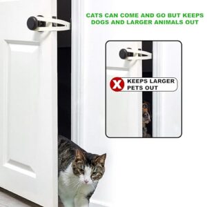 FlexLatch Cat Door Holder Latch - Bright White Cat Door Alternative Installs Fast Flex Latch Strap Let's Cats in and Keeps Dogs Out of Litter & Food. Safe Baby Proof One Piece No Measuring Extra Easy