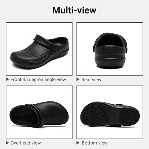 Men Non Slip Chef Shoes, Waterproof Nursing Work Clog for Kitchen, Zapatos para Trabajar En Restaurante De Hombre Black