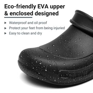 Men Non Slip Chef Shoes, Waterproof Nursing Work Clog for Kitchen, Zapatos para Trabajar En Restaurante De Hombre Black