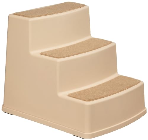 Amazon Basics 3 Step Non Slip Pet Stairs for Dogs and Cats, Tan