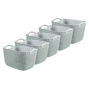 curver knit x5 large rectangular storage basket 19l - misty blue, grey (254285)