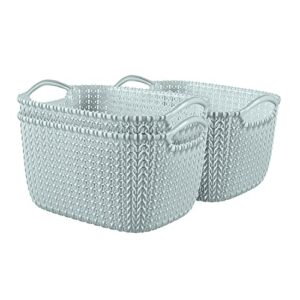 Curver Knit x5 Large Rectangular Storage Basket 19L - Misty Blue, Grey (254285)