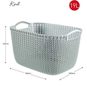 Curver Knit x5 Large Rectangular Storage Basket 19L - Misty Blue, Grey (254285)