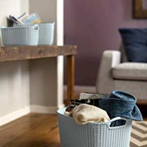 Curver Knit x5 Large Rectangular Storage Basket 19L - Misty Blue, Grey (254285)