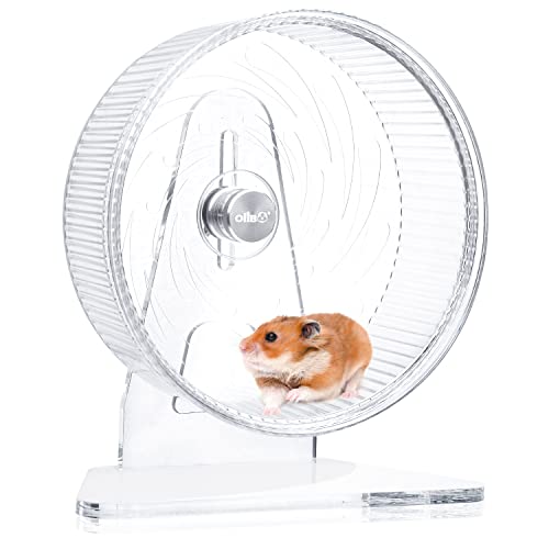 OIIBO Super Silent Hamster Running Wheel, Large Hamster Wheel Super Wide Round Runway, Quiet Spinner Small Animals Exercise Wheels Adjustable Stand for Hamsters Gerbils Rat Mice Hedgehog(8.5in)