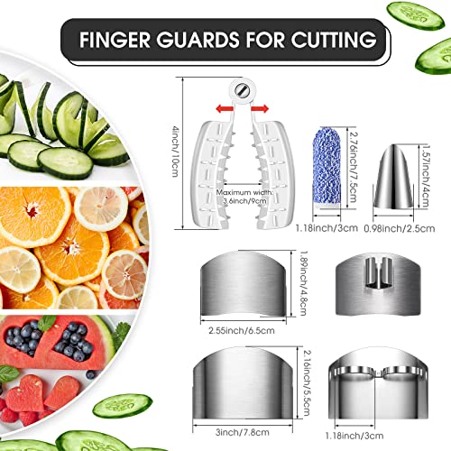 9 Pieces Finger Guard for Cutting and Grating Stainless Steel Knife Cutting Protector Finger Cots Thumb Guard Protector for Vegetable Grater Mandoline Slicer for Easy Food Chopping Grating and Slicing