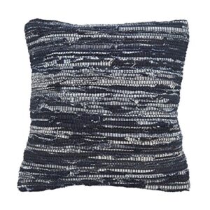 saro lifestyle denim poly filled throw pillow, navyblue, 18"