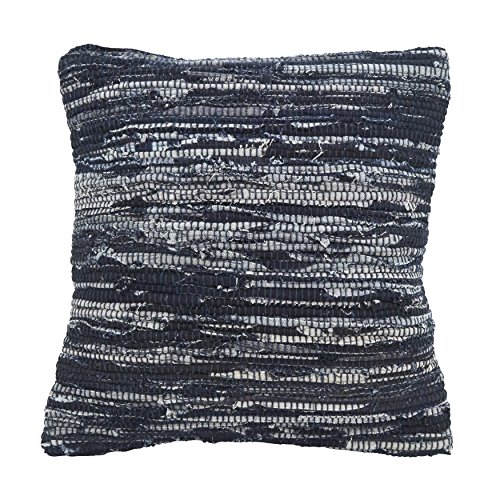 SARO LIFESTYLE Denim Poly Filled Throw Pillow, NavyBlue, 18"