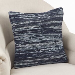 SARO LIFESTYLE Denim Poly Filled Throw Pillow, NavyBlue, 18"