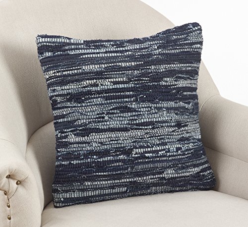 SARO LIFESTYLE Denim Poly Filled Throw Pillow, NavyBlue, 18"