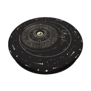 Mystic Astrology Moon Sun Stars Planets Pattern Black PopSockets Standard PopGrip