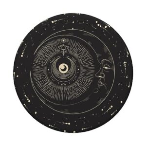 Mystic Astrology Moon Sun Stars Planets Pattern Black PopSockets Standard PopGrip