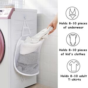 Pop Up Laundry Hamper,2 Pack Small Hanging Laundry Hamper Bag,Breathable Mesh Hanging Laundry Basket for Kids,for Laundry Room, Closet, Bathroom, Travel,College (White)