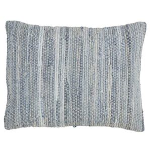 saro lifestyle denim chindi throw pillow cover, denim, 16"x23"