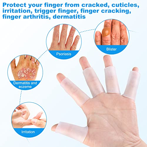 Treela 40 Pieces Gel Finger Sleeve Protectors Silicone Finger Sleeve for Thumb Trigger Finger Arthritis Silicone Finger Tubes for Preventing Bruised Cracking Hand Eczema Practising Golf