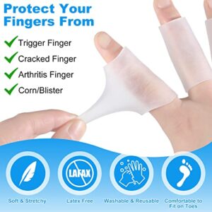 Treela 40 Pieces Gel Finger Sleeve Protectors Silicone Finger Sleeve for Thumb Trigger Finger Arthritis Silicone Finger Tubes for Preventing Bruised Cracking Hand Eczema Practising Golf