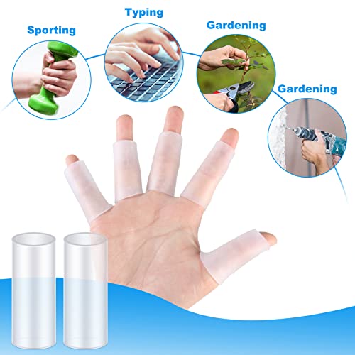 Treela 40 Pieces Gel Finger Sleeve Protectors Silicone Finger Sleeve for Thumb Trigger Finger Arthritis Silicone Finger Tubes for Preventing Bruised Cracking Hand Eczema Practising Golf