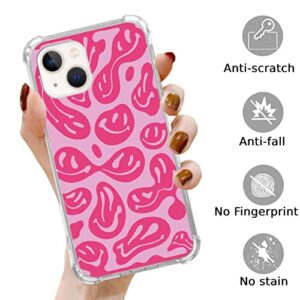 Dohakemuny Pink Melting Smile Face Case Compatible with iPhone 13, Aesthetic Trippy Smiling Face Case for iPhone 13 for Teens Men and Women, Cool Trendy TPU Bumper Case Cover