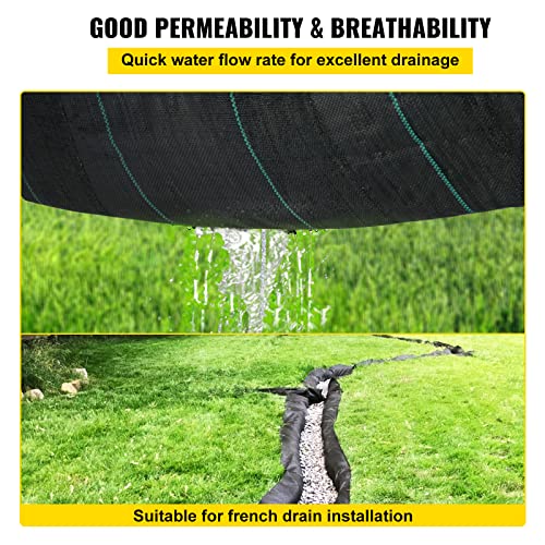 VEVOR Driveway Fabric, Heavy Duty 6x300ft 3oz Woven Landscape Fabric, Garden Weed Barrier Fabric, Weed Control Fabric, Geotextile Fabric for Landscaping, Ground Cover, Weed Block Gardening Mat, Black