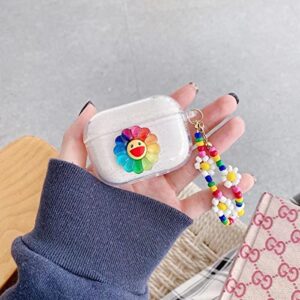 Cute Airpod Pro Case Smile Sun Flower Bracelet Design Soft Silicone Clear Glitter Protective Cover for Airpods Pro Case