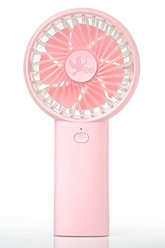 NEW! Mini Handheld Fan, USB Power Bank 5,200mAh, Small Personal Portable fan, Powerful 4 Speeds, Rechargeable Desk Fan, Eyelash Fan for Makeup, Angle adjustable, Kids Girls Women Men Indoor Outdoor Traveling. (Pink)