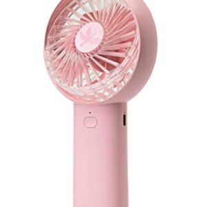 NEW! Mini Handheld Fan, USB Power Bank 5,200mAh, Small Personal Portable fan, Powerful 4 Speeds, Rechargeable Desk Fan, Eyelash Fan for Makeup, Angle adjustable, Kids Girls Women Men Indoor Outdoor Traveling. (Pink)