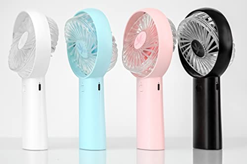 NEW! Mini Handheld Fan, USB Power Bank 5,200mAh, Small Personal Portable fan, Powerful 4 Speeds, Rechargeable Desk Fan, Eyelash Fan for Makeup, Angle adjustable, Kids Girls Women Men Indoor Outdoor Traveling. (Pink)