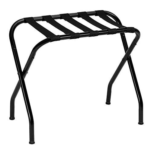 Heybly Luggage Rack,Steel Folding Suitcase Stand for Guest Room Bedroom Hotel,Black,HLR001B1