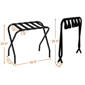 Heybly Luggage Rack,Steel Folding Suitcase Stand for Guest Room Bedroom Hotel,Black,HLR001B1