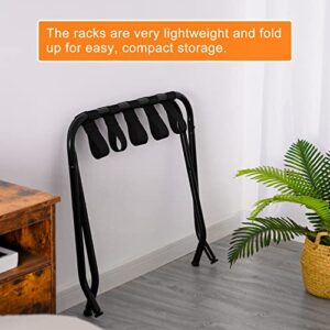 Heybly Luggage Rack,Steel Folding Suitcase Stand for Guest Room Bedroom Hotel,Black,HLR001B1