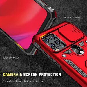 Dretal for Moto G Stylus 5G Case, Motorola G Stylus 5G Case + HD Screen Protector with Kickstand & Slide Lens Protector Cover, Heavy Duty Armor Shockproof Rugged Military Grade Case (JS-Red)