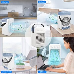 NOLTSE 10W Portable Air Cooler, 70Degree Oscillating Evaporative Cooler with 4 Speeds Rainbow LED Light,2 Spray Humidify &2-6H Timer,600ml 35dB Quiet Conditioner for Room,Office New-White 5*4*10 IN