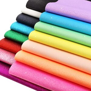 funcolor glitter faux leather sheets: 15pcs 8x12 inch shiny glitter rainbow leather sheets pattern bundle a4 pu quality synthetic leatherette material,making bows,keychian and diy sewing crafts