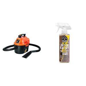 armor all, aa255, 2.5 gallon 2 peak hp wet/dry utility shop vacuum, orange & chemical guys spi_191_16 lightning fast carpet and upholstery stain extractor (16 oz)