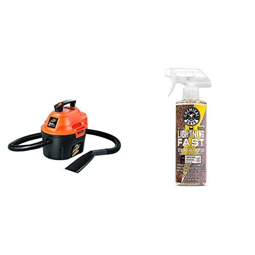 Armor All, AA255, 2.5 Gallon 2 Peak HP Wet/Dry Utility Shop Vacuum, Orange & Chemical Guys SPI_191_16 Lightning Fast Carpet and Upholstery Stain Extractor (16 Oz)